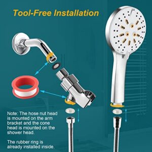 Handheld Shower Head with 79" Hose, High Pressure Power Jet Mode Self Cleaning and Nozzle Color Change Reminder 7 Spray Settings OneTouch Switch and Removable Black RV Showerhead