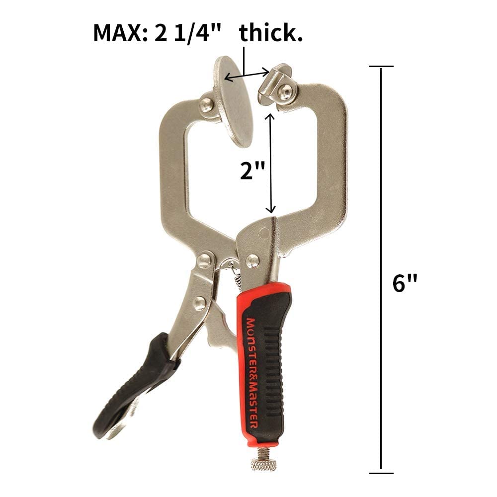 Monster & Master 6" C-clamp Face Clamp Locking Plier with Larger Flat Swivel Pads, 2-Piece