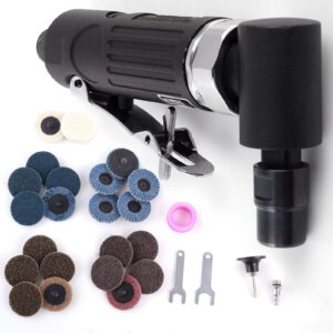 yon.sou. air die grinder - 1/4" with 22 pcs 2-inch roll lock sanding discs, right angle, 20,000 rpm, pneumatic power, 90 degree,small, air die grinder kit