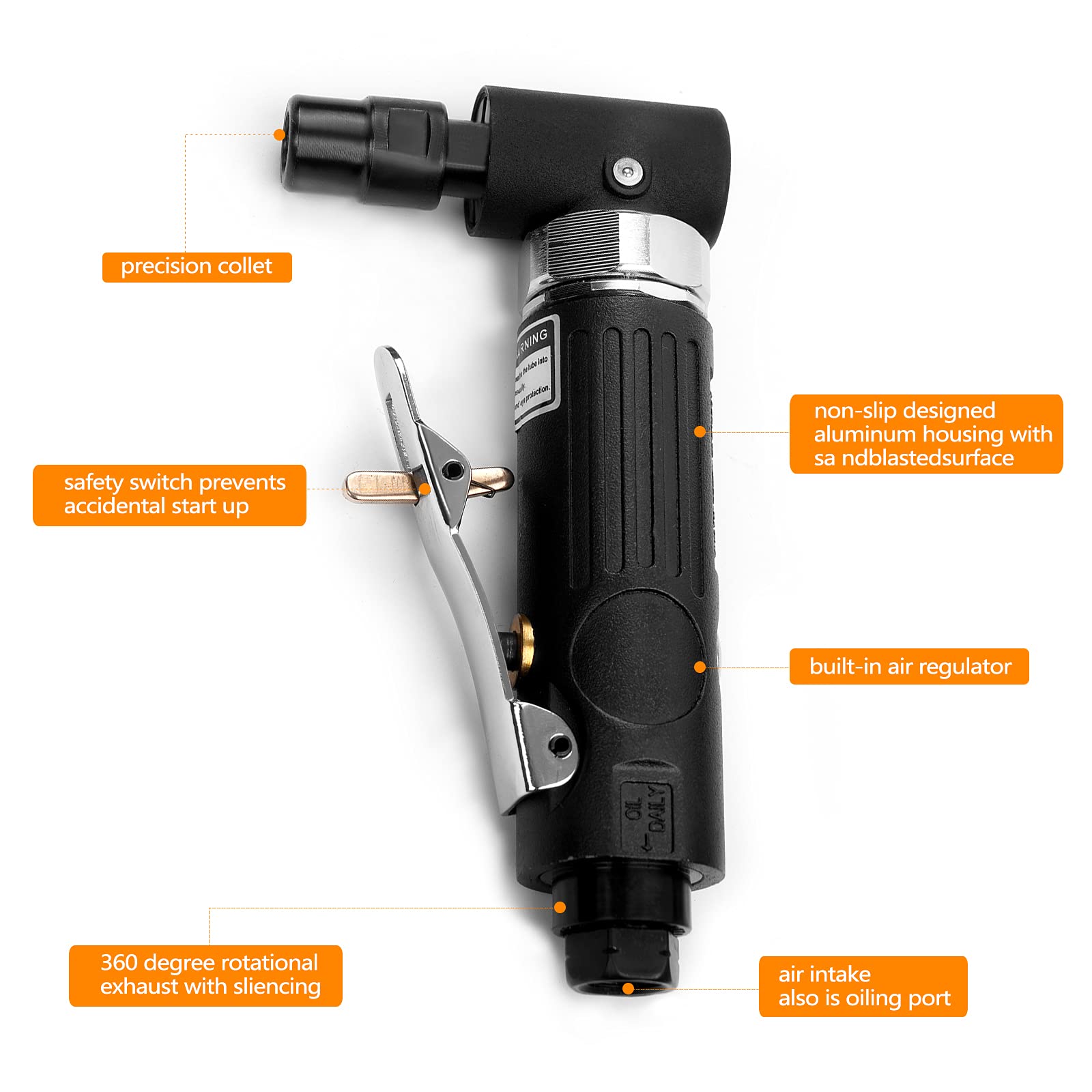 YON.SOU. Air Die Grinder - 1/4" with 22 pcs 2-inch roll lock sanding discs, Right Angle, 20,000 RPM, Pneumatic Power, 90 Degree,Small, air die grinder kit