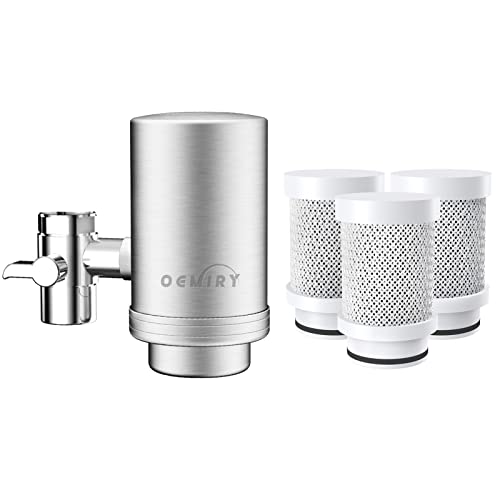 OEMIRY OM-WF01 Faucet Water Filter & OM-WF01 Replacement Filters, Reduces 99.99% Lead, Chlorine, Heavy Metals, Bad Taste & Odor (4 Filters Included)