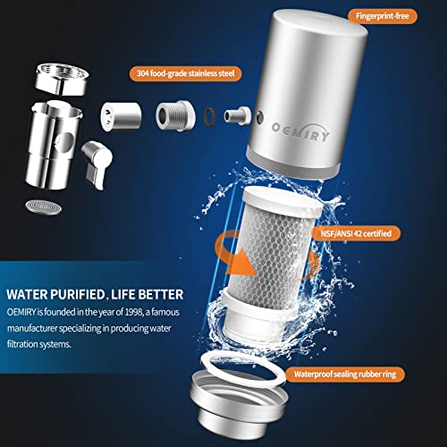 OEMIRY OM-WF01 Faucet Water Filter & OM-WF01 Replacement Filters, Reduces 99.99% Lead, Chlorine, Heavy Metals, Bad Taste & Odor (4 Filters Included)