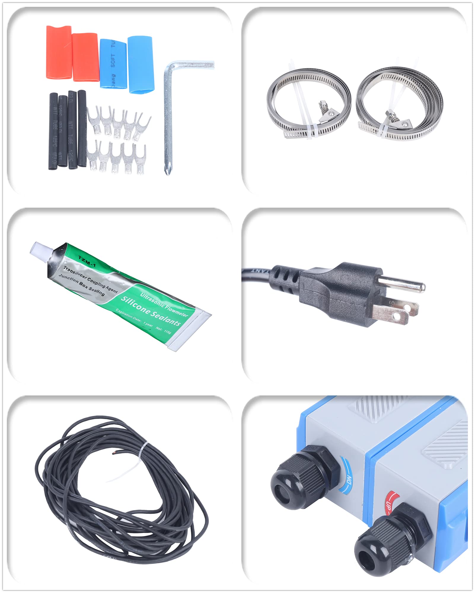 Ultrasonic Flow Meter TUF-2000B Liquid Water Flow Control Meter Flowmeter Counter LCD Display with TS-2 & TM-1 Clamp-on Transducers DN20-700mm