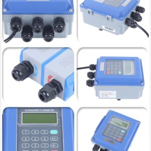 Ultrasonic Flow Meter TUF-2000B Liquid Water Flow Control Meter Flowmeter Counter LCD Display with TS-2 & TM-1 Clamp-on Transducers DN20-700mm