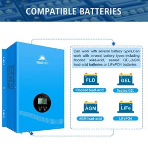 UL1741 8000W DC 48V MPPT Solar Inverter Charger,Low Frequency Pure Sine Wave Split Phase Inverter AC Input 240V to Output 120V / 240V, with 80A AC Charger, Off Grid Inverter Made by SUNGOLDPOWER