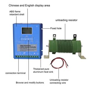 FOUF Wind Solar Hybrid Controller, 12V 24V LCD Display MPPT Boost Charging Multifunctional LCD Wind Solar Controller, Battery Off Grid Controller Wind Turbine Solar Hybrid MPPT Charge Boost