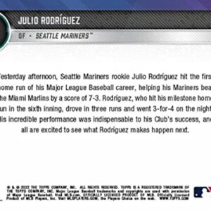 2022 Topps Now Julio Rodriguez - 1st Career MLB Homer is 450 Foot, 3-Run Blast - Seattle Mariners Baseball Rookie RC Card #112