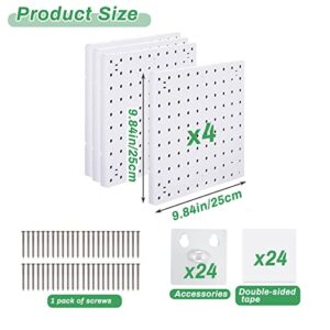 4 Pieces Pegboard Wall Mount Display Pegboards Wall Panel Kits DIY Pegboard Tool Organizer with Accessories for Garage Kitchen Living Room Bathroom Office