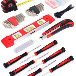 FASTPRO 236-Piece Home Repairing Tool Set, Mechanics Hand Tool Kit with 12-Inch Wide Mouth Open Storage Bag, Household Tool Set for DIY, Home Maintenance, Red