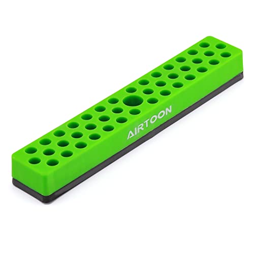 AIRTOON 1/4" Magnetic Hex Bit Holder, 43 Holes Bit Storage with Strong Magnetic Base, Magnetic Screwdriver Bit Organizer, Green