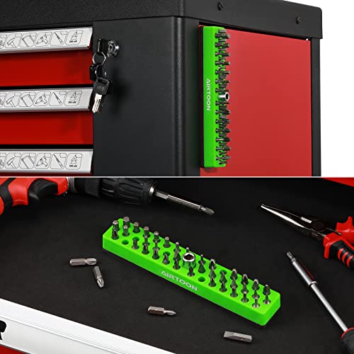 AIRTOON 1/4" Magnetic Hex Bit Holder, 43 Holes Bit Storage with Strong Magnetic Base, Magnetic Screwdriver Bit Organizer, Green