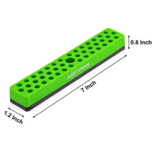 AIRTOON 1/4" Magnetic Hex Bit Holder, 43 Holes Bit Storage with Strong Magnetic Base, Magnetic Screwdriver Bit Organizer, Green