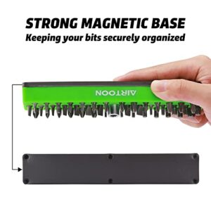 AIRTOON 1/4" Magnetic Hex Bit Holder, 43 Holes Bit Storage with Strong Magnetic Base, Magnetic Screwdriver Bit Organizer, Green