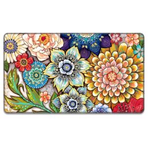 rnivvi front door mat, 30"x17" flower theme indoor outdoor welcome mat, heavy duty low profile anti-slip entryway rug for home entrance, floor, patio entry, mud room, cute mandala floral decor doormat