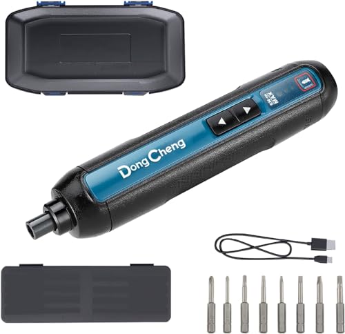 DongCheng 4V Cordless Electric Screwdriver, 2000mAh Battery Powered Rechargeable Screwdriver with 3 Torque Setting Up to 5N.m, 300RPM, Dual LED Lights, 8pcs 2-Inch Magnetic Screw Bits for Home DIY