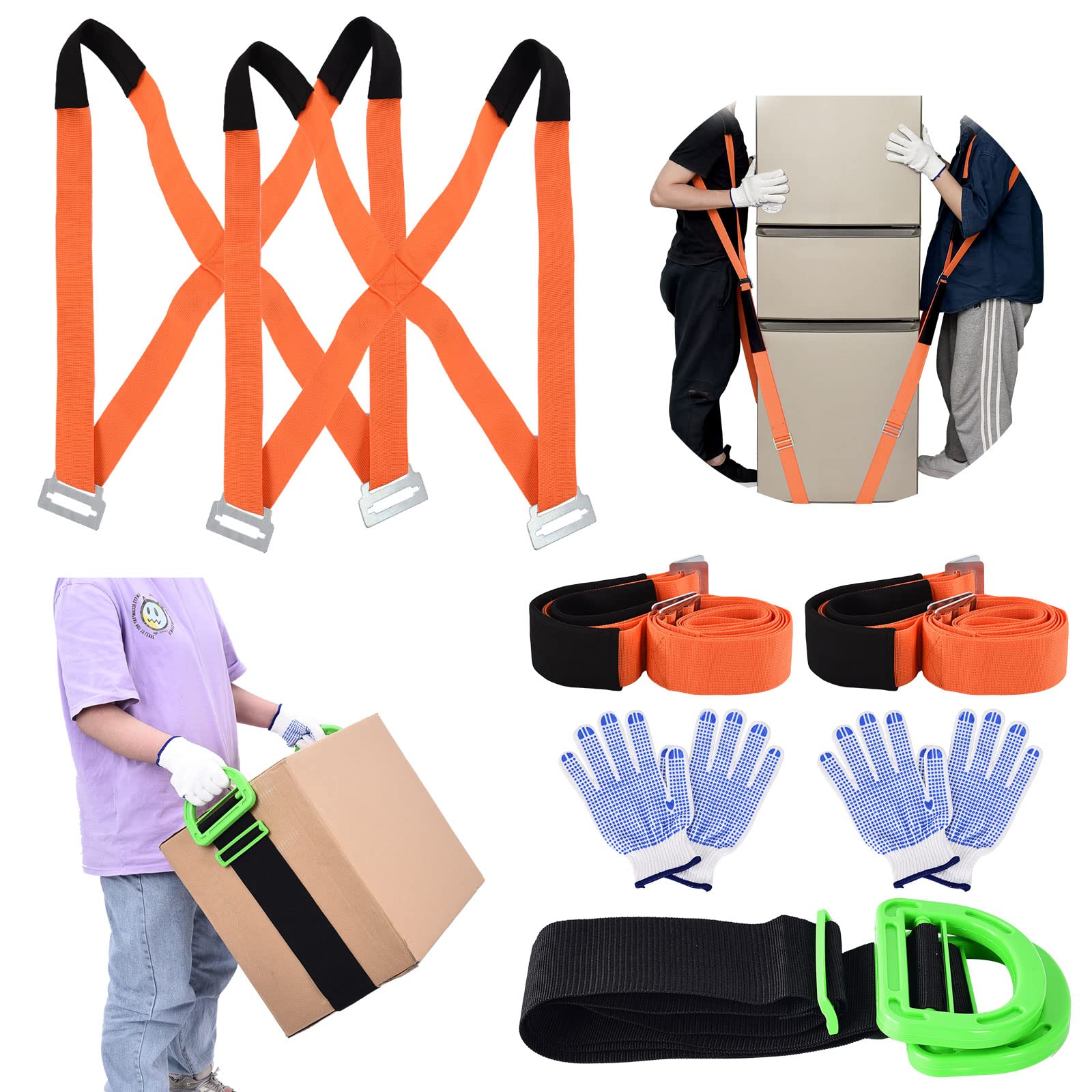 HQQNUO Moving Straps, Moving Straps Lifting System Kit for 1 Person and 2-Person Move, Lift, and Carry Furniture, Appliances, Heavy Objects Efficiently, Safely, Essential Supplies for Moving