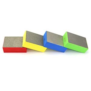 QWORK Diamond Hand Polishing Pads, 4 Pack Plane Sharp Sanding Block Kit, 60#,100#,200#,400# Diamond Hand Polishing Pads for Stone, Glass Granite Marble Concrete Stone Sanding and Polishing