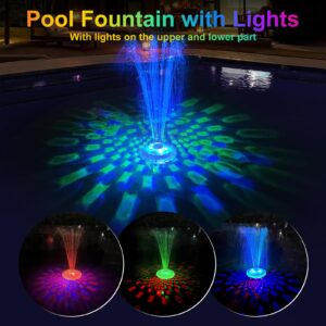 LanAqua Floating Pool Fountain with Underwater Light Show,Pool Water Fountain Rechargeable Battery Powered,2 Spray Modes Pool Fountain Pump,Pool Fountain for Inground Above Ground Pools-1PC