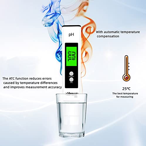 Divolight Water Tester PH Meter, Digital PH Meter 0.01 PH High Accuracy Water Quality Tester with 0-14 PH Measurement Range for Household Drinking, Pool and Aquarium Water PH Tester Design with ATC