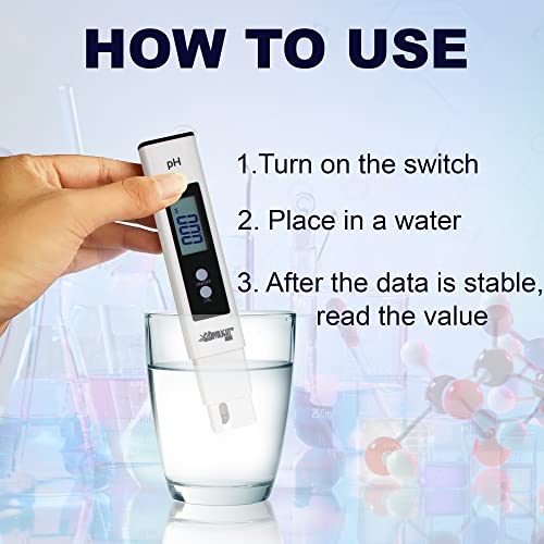 Divolight Water Tester PH Meter, Digital PH Meter 0.01 PH High Accuracy Water Quality Tester with 0-14 PH Measurement Range for Household Drinking, Pool and Aquarium Water PH Tester Design with ATC