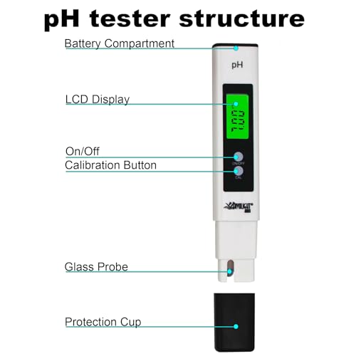 Divolight Water Tester PH Meter, Digital PH Meter 0.01 PH High Accuracy Water Quality Tester with 0-14 PH Measurement Range for Household Drinking, Pool and Aquarium Water PH Tester Design with ATC