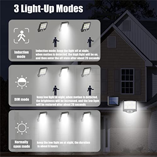 【3 Pack】Solar Outdoor Lights Motion Sensor,450 Bright LED Wired Security Solar Powered Flood Lights with Remote Control, 17Ft Cable, IP65 Waterproof Wide Angle Flood Wall Lights, with 3 Modes…