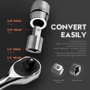 Impact Socket Adapter and Reducer Set 4-Piece for Impact Driver Ratchet Docket Extentsion Conversion Tool 1/4 to 3/8 x 3/8 to 1/4 x 3/8 to 1/2 x 1/2 to 3/8,Square Ratchet Socket Adapter,Cr-V(Silver)