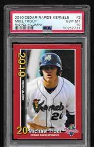 psa 10 mike trout 2010 cedar rapids rookie card graded psa gem mint 10 angels 3 time mvp superstar