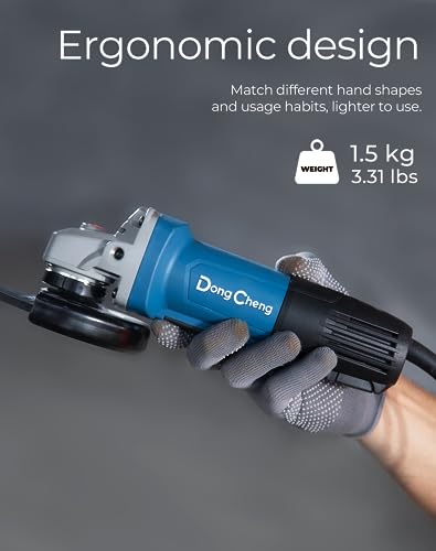 DongCheng Angle Grinder 4-1/2 inch 6.7-Amp Paddle Switch Cut off Tool 11800RPM Electric Grinder Power Tools with Cutting & Grinding Wheels, Flap Discs, Auxiliary Handle for Wood Metal & Rust Removal