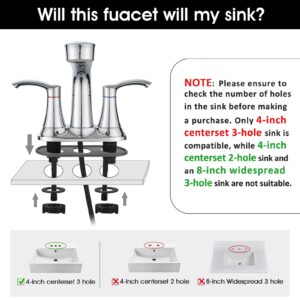 Besfelos Bathroom Faucet with Pull Out Sprayer, 4 Inch Centerset 3 Hole Faucet Utility Sink Faucet, 2 Handle Pull Out Faucet for Bathroom, Utility Sink or Laundry Tub, Chrome