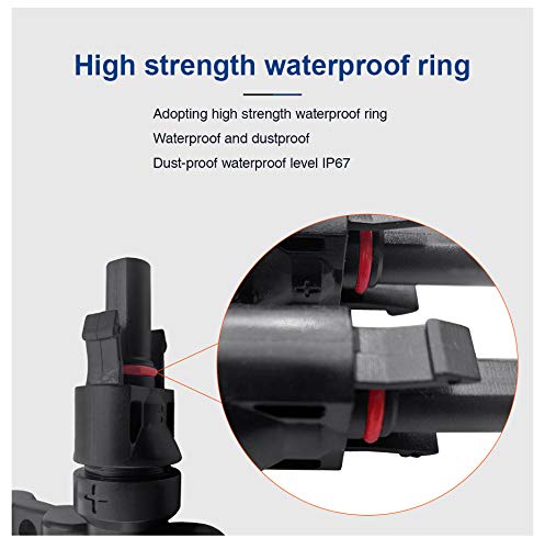 Hovico 1 Pair Solar Panel Connector MC-4 T Branch Connectors Cable Coupler Combiner - 1 Male to 4 Female (M/4F) and 1 Female to 4 Male(F/4M) for Parallel Connection Between Solar Panels