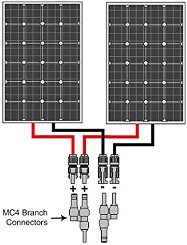 Hovico 1 Pair Solar Panel Connector MC-4 T Branch Connectors Cable Coupler Combiner - 1 Male to 4 Female (M/4F) and 1 Female to 4 Male(F/4M) for Parallel Connection Between Solar Panels