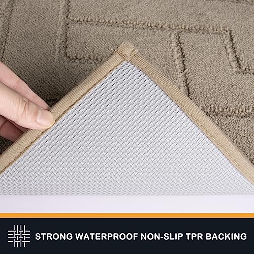 PURRUGS Dirt Trapper Door Mat 24" x 35.5", Non-Slip Machine Washable Entry Rug, Shoe Scraper, Dog Door Mat, Super Absorbent Welcome Mat for Front & Back Door, Muddy Wet Shoes & Paws, Taupe