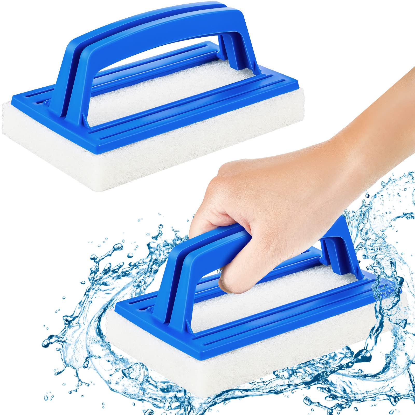 2 Pcs Sponge Swimming Pool Brush Hand Held Bath Scrubber Pool Scrub Brush Kitchen Pool Cleaning Tools Pool Tile Brush Scrub Sponges Brush for Shower Bathroom Pool Wall