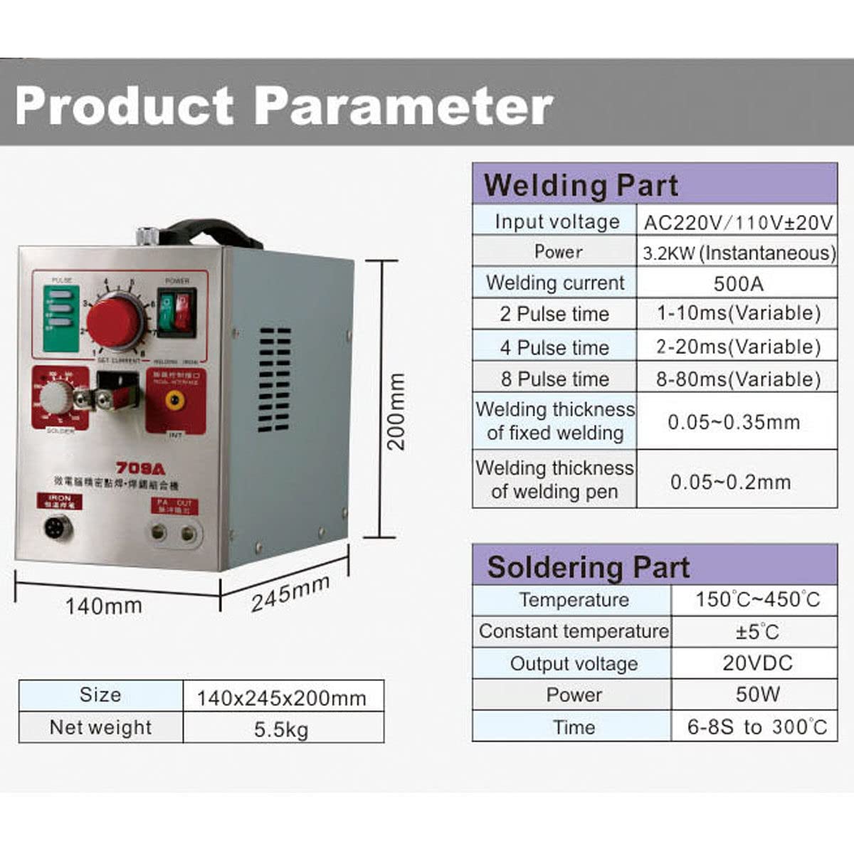 RCBDBSM Spot Welder - Battery Welding Machine 709A 3.2KW Battery Spot Welder & Soldering Station Portable Pulse Welding Machine for Battery Pack 18650 14500 Lithium Batteries