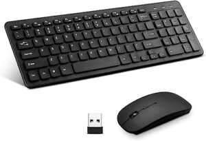 guiheng wireless keyboard and mouse combo, compact quiet wireless keyboard and mouse set 2.4g ultra-thin sleek design for windows, computer, desktop, pc, notebook, laptop (black01)