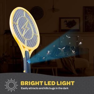 Electric 4000 Volt Fly Swatter [Set of 2] Handheld Bug Zapper Racket for Indoor/Outdoor - Instant Bug & Mosquito Killer with Attractant LED Light - USB Rechargeable Portable Fly Zapper.