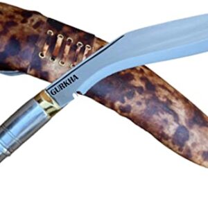 Gurkha Kukri Knife Chitlange White Metal On Handle 10.5 IN Fixed Blade Khukuri - Handmade in Nepal