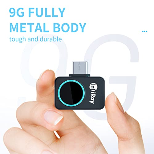 InfiRay P2 Night Vision Go Thermal Camera Imager for Android Smartphones, Smallerest Imager Infrared Imaging Camera, 9g Fully Metal Body, 256X192 IR Resolution, 49000 Temp Data Secondary Analysis