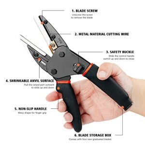 Multipurpose Box Cutter Heavy Duty - Utility Scissors All Purpose Heavy Duty,Industrial Grade,6 in 1 with Safety Lock and Thread Trimming,Non-Slip Handle Universal Cutting Tool