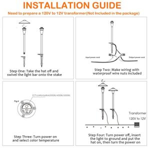 CLOUDY BAY 3000K/4000K/5000K Selectable LED Landscape Pathway Light for Yard Patio,5W 12V~15V AC/DC Low Voltage Path Lighting, Waterproof,6 Pack