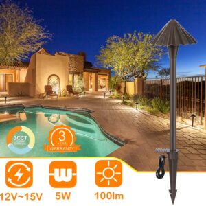 CLOUDY BAY 3000K/4000K/5000K Selectable LED Landscape Pathway Light for Yard Patio,5W 12V~15V AC/DC Low Voltage Path Lighting, Waterproof,6 Pack