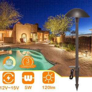 CLOUDY BAY 3000K/4000K/5000K Selectable LED Landscape Pathway Light,5W 12V~15V AC/DC Low Voltage Path Lighting,Waterproof,6 Pack