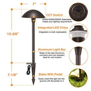 CLOUDY BAY 3000K/4000K/5000K Selectable LED Landscape Pathway Light,5W 12V~15V AC/DC Low Voltage Path Lighting,Waterproof,6 Pack