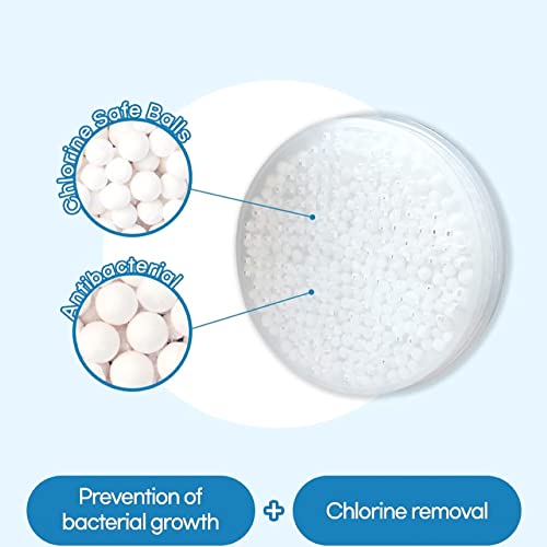 'Dewbell Wide'[Made in Korea]High Pressure smart shower Head, 2 Step water filtration system Chlorine-free balls (dew stone filter 2pcs)