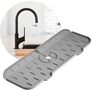 silicone faucet handle drip catcher mat, cocojam kitchen guard silicone for faucet, silicone faucet splash catcher, silicone faucet driptray (grey)