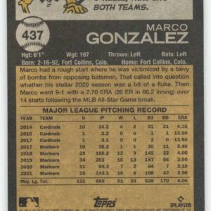 2022 Topps Heritage #437 Marco Gonzalez High Number Short Print SP Short Print Seattle Mariners MLB Baseball Base Trading Card