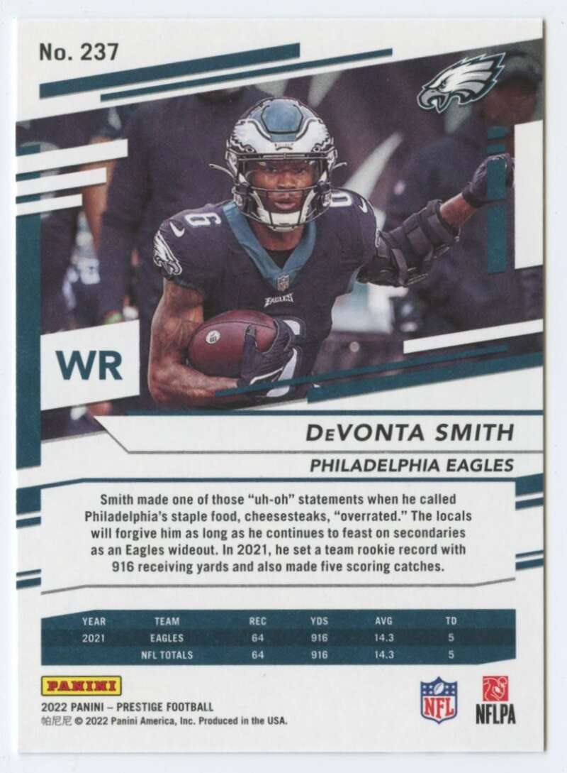 2022 Panini Prestige #237 DeVonta Smith Philadelphia Eagles NFL Football Trading Card