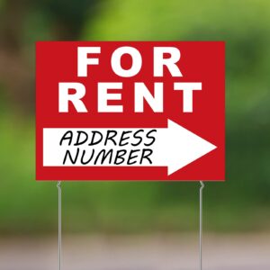 3 Pack 12 x 16 Inches for Rent Sign Kit Yard Sign with Tall Stands Double Sided Corrugated Plastic for Rental House Car Apartment Shops Business (Red)