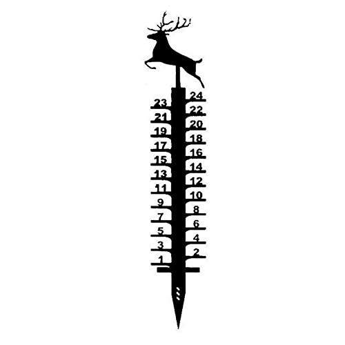 Iron Art Snow Gauge Outdoor 24 in Deer Snow Gauge, Handmade Metal Garden Snow Gauge Garden Pile (Reindeer)